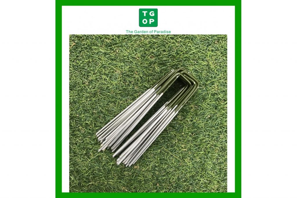 20 Pieces U Shape Green Tip Artificial Synthetic Fake Grass Turf Lawn ...