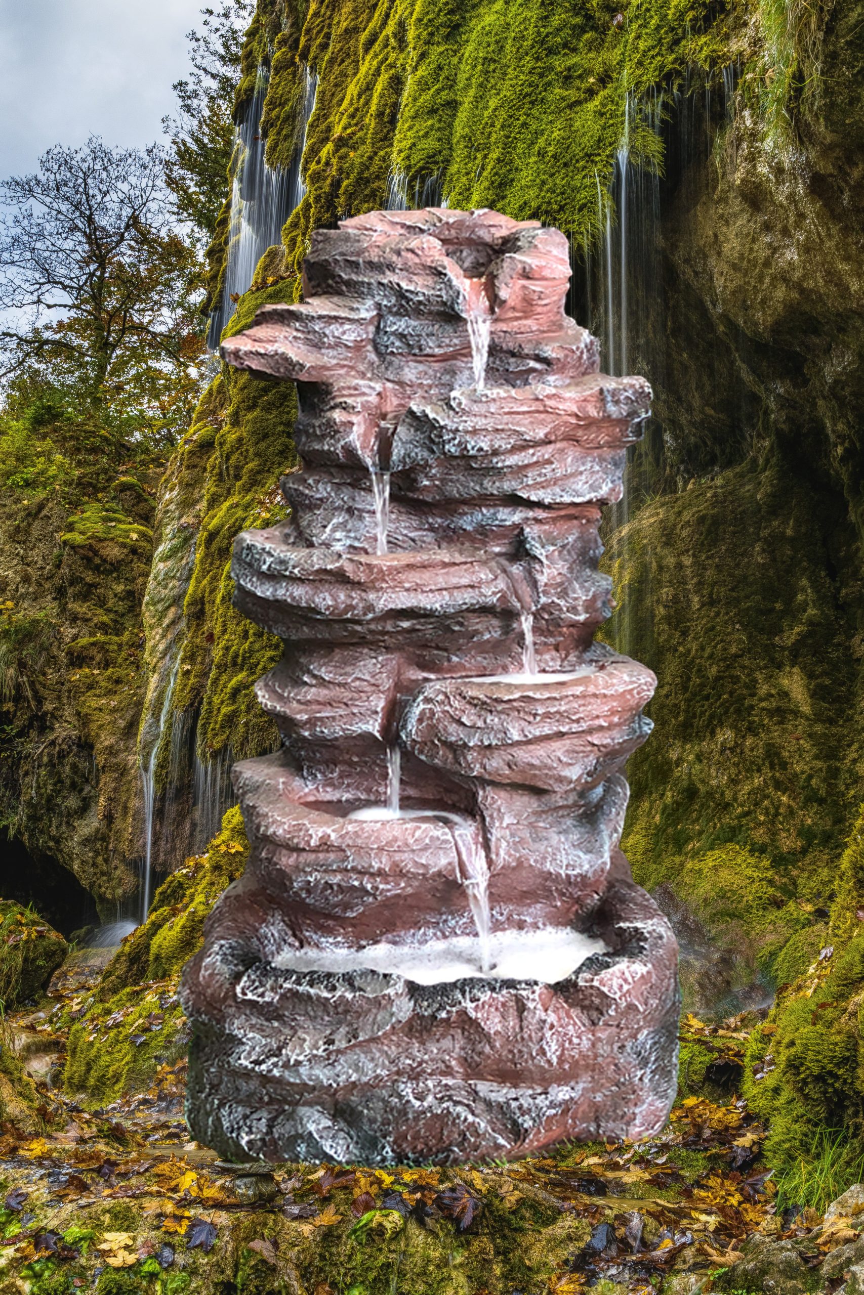 Solar Stone Cascade Water Feature Water Fountain L950B2 - TGOP