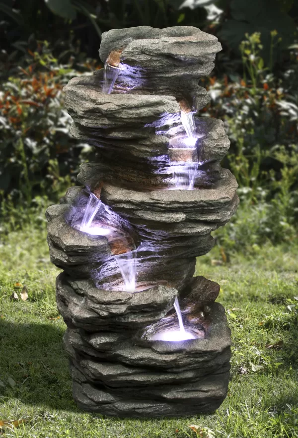 6-Tier Rock Water Feature Water Fountain DW46038 - TGOP