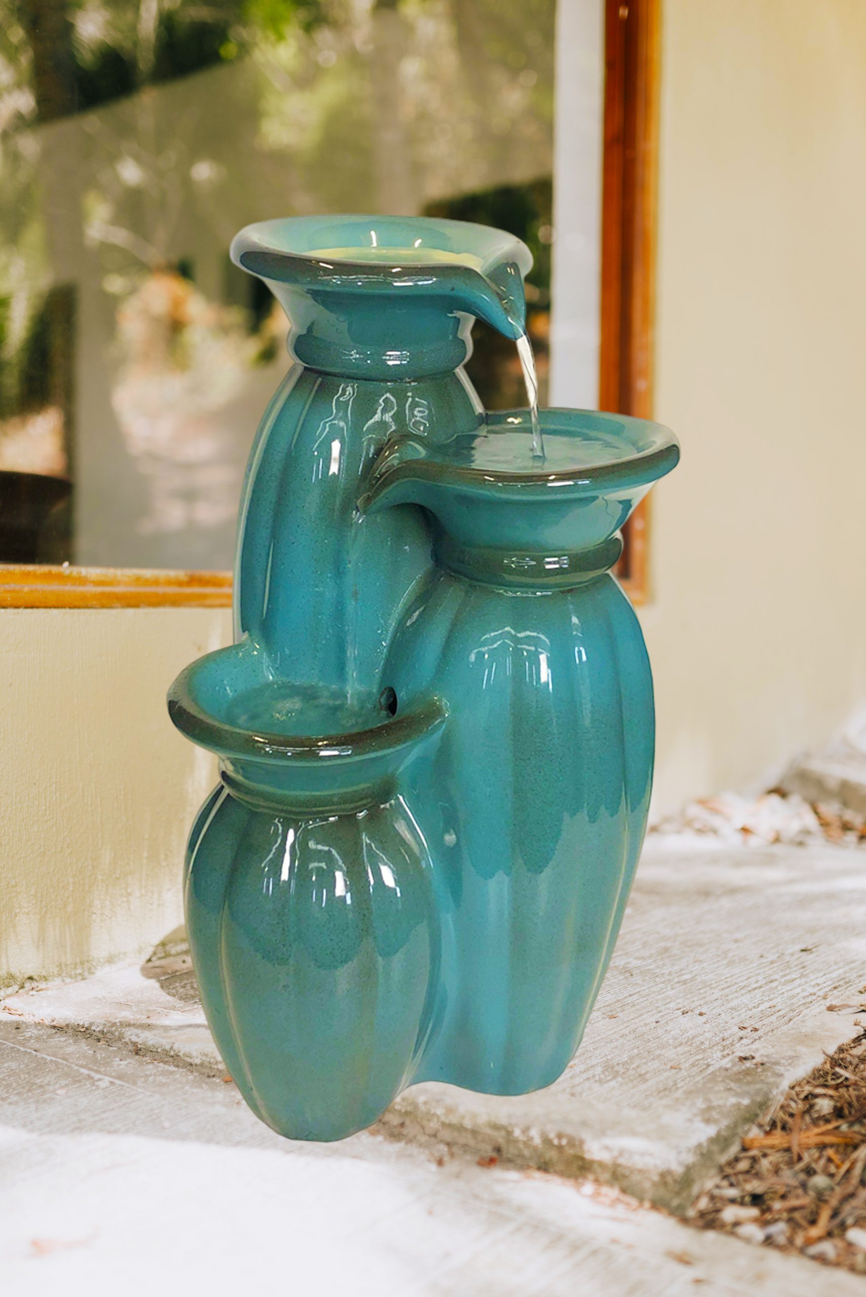 Triple Ceramic Vase Water Fountain Water Feature MZ12577BC - TGOP